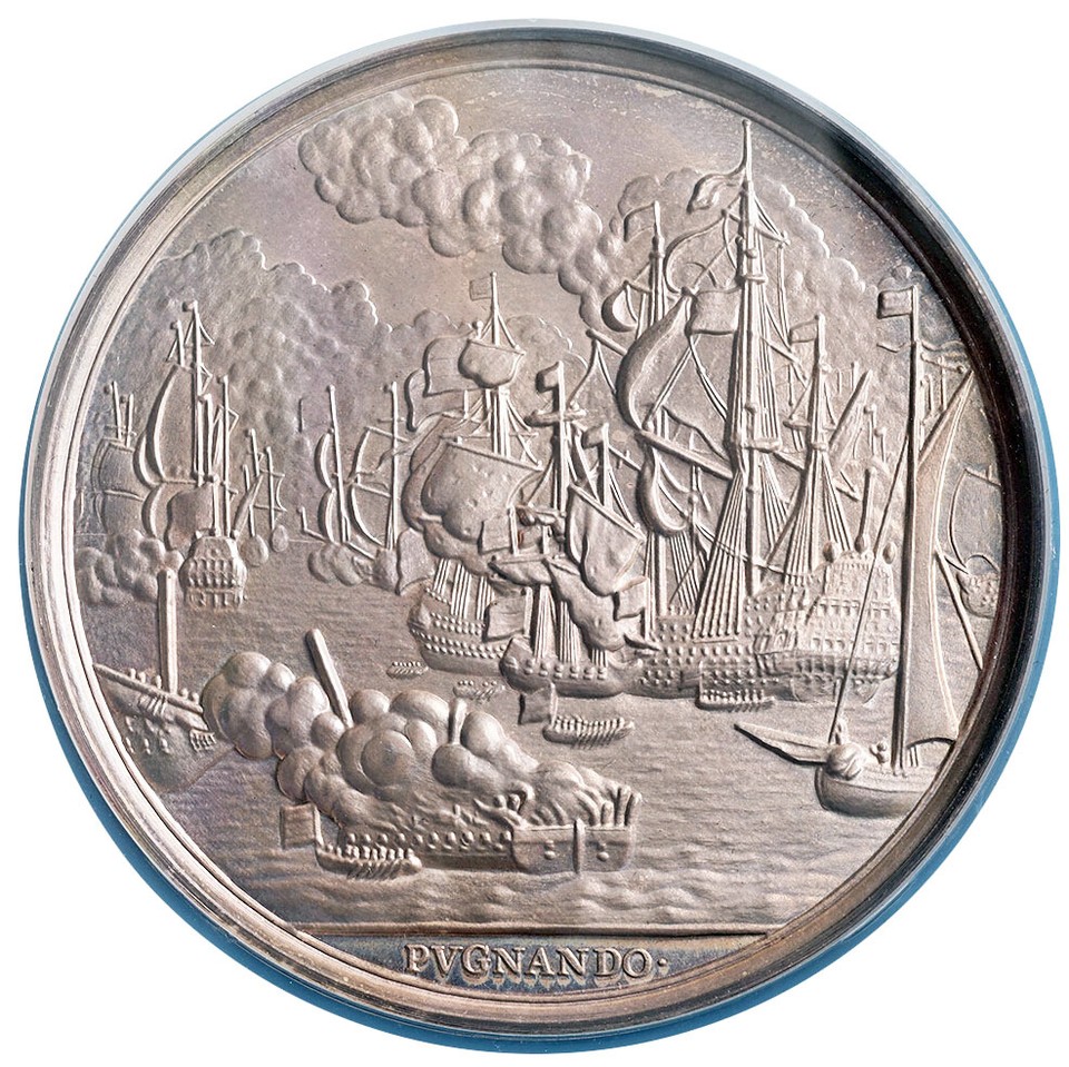 1670, Netherlands. Silver "Four Days Battle" Restrike Medal. (140gm ...