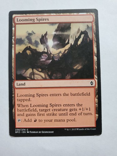 MTG Magic The Gathering Card Looming Spires Land Battle For Zendikar ...