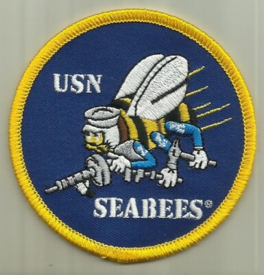 SEABEES U.S. NAVY PATCH NAVAL MOBILE CONSTRUCTION BATTALION SAILOR READ ...