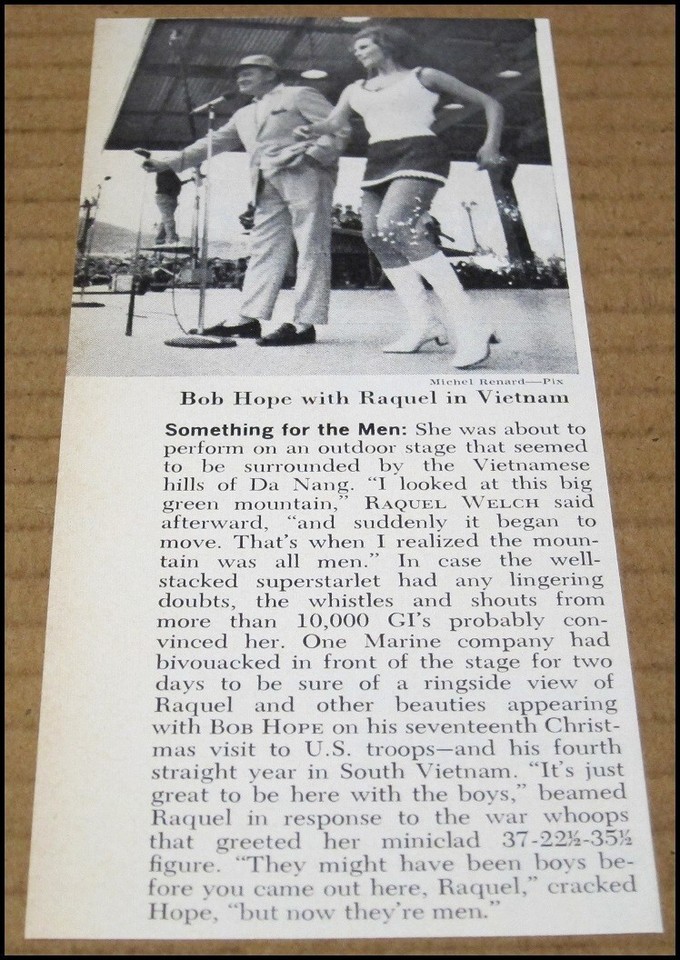 1968 Bob Hope Raquel Welch in Vietnam Newsweek Clipping Photo 3"x6.75 ...