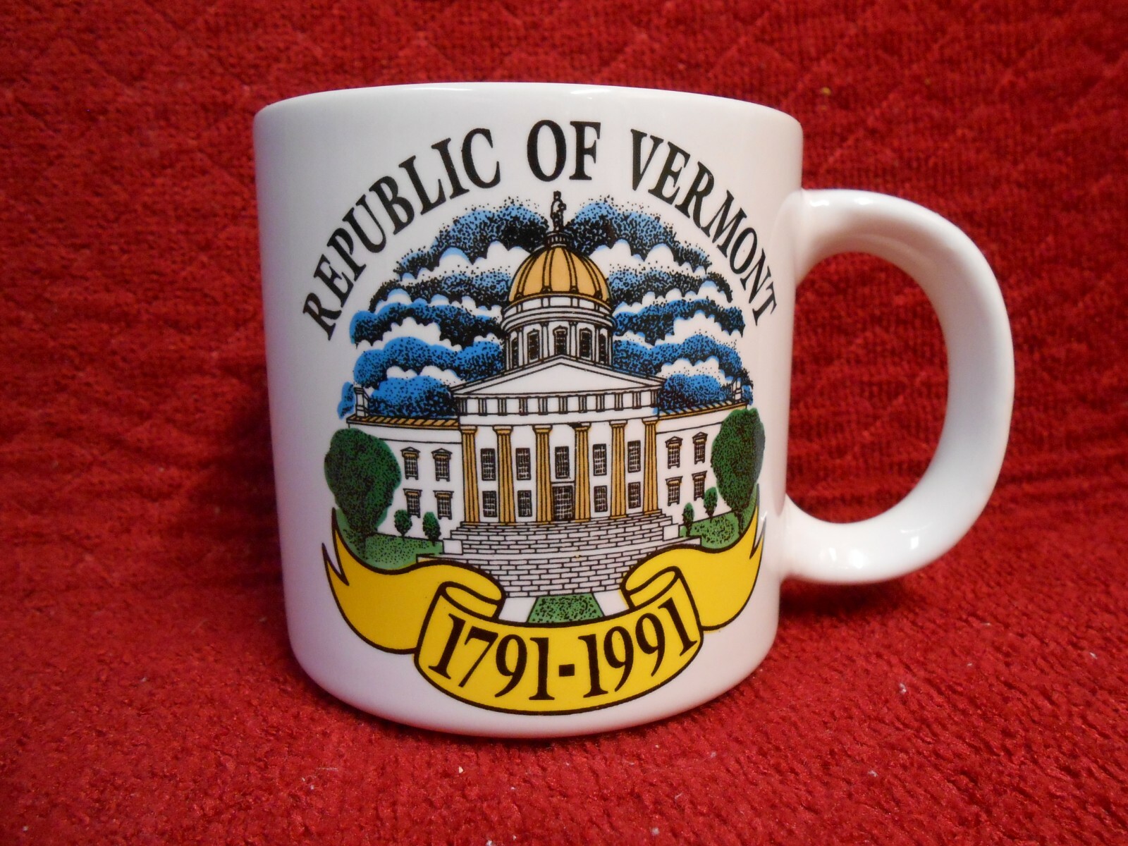 REPUBLIC OF VERMONT 1791-1991 CERAMIC MUG 14TH STATE IN UNION MINT FREE ...