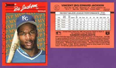 Bo Jackson Kansas City Royals 1990 Donruss Pack Exclusive MVP Bonus ...