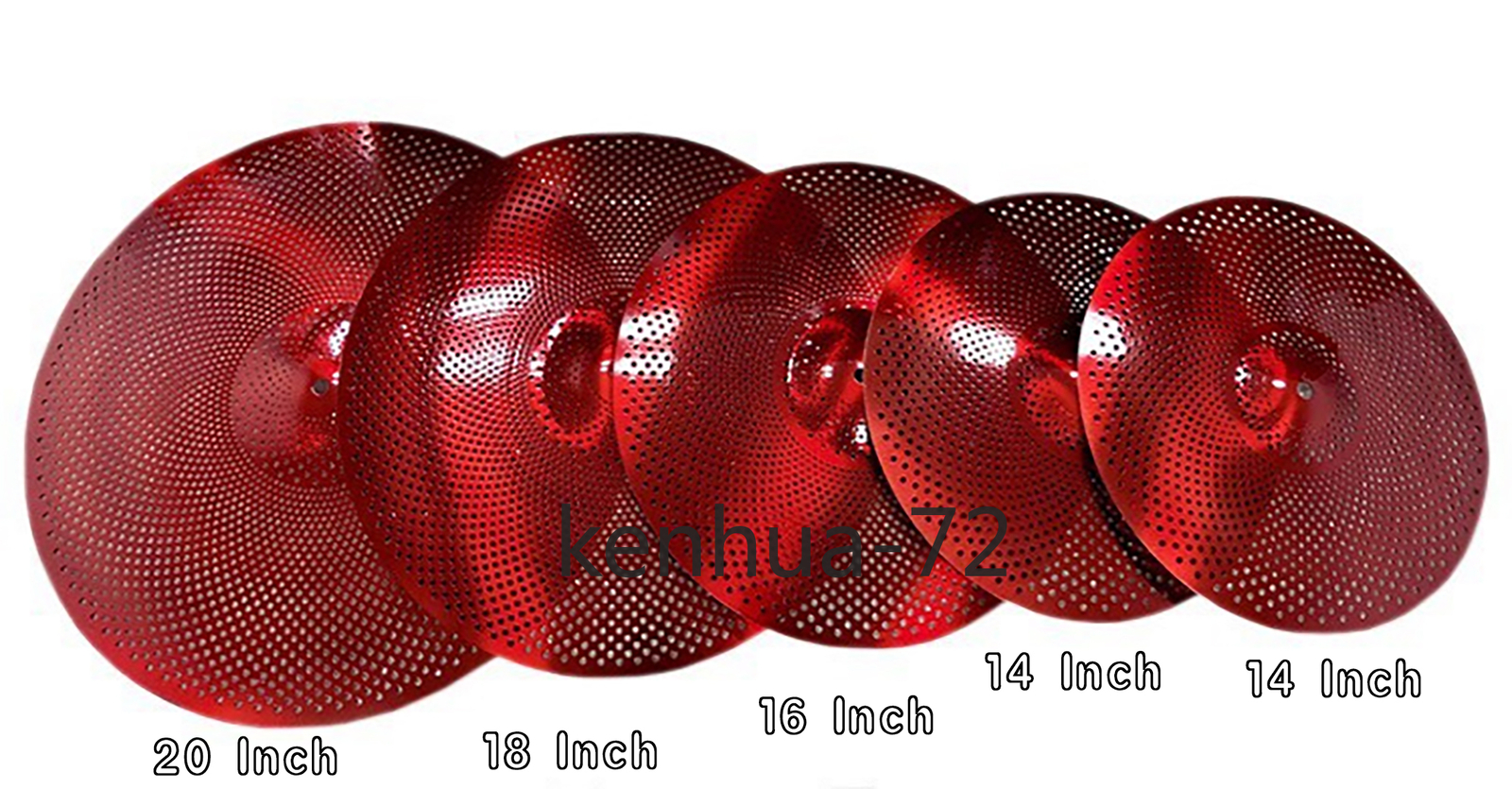 E-Cymbals Low-volume Silent Cymbals 5pcs with Long-sleeved Cymbals(Red ...