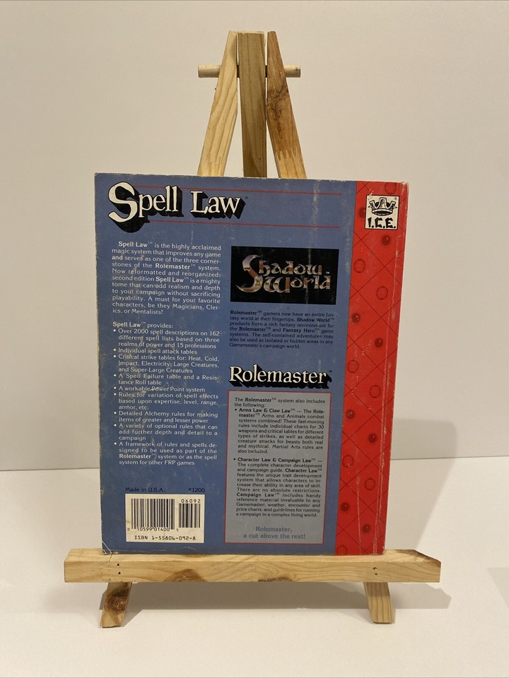 Spell Law #1200 Fantasy Role Playing Game 2nd Ed I.C.E Rolemaster ...