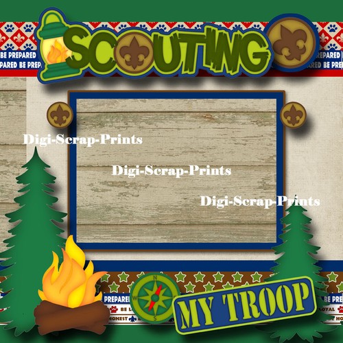 BOY or CUB SCOUTS 2 premade scrapbook pages paper piecing BY DIGISCRAP ...