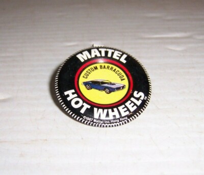 Vintage 1967 Mattel Hot Wheels Custom Barracuda Metal Tab Pin Button ...