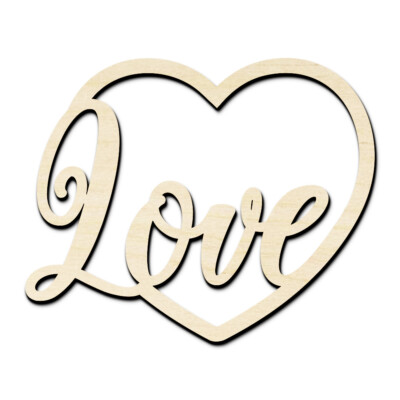 Love in Heart Valentine Laser Cut Out Unfinished Wood Shape Craft ...