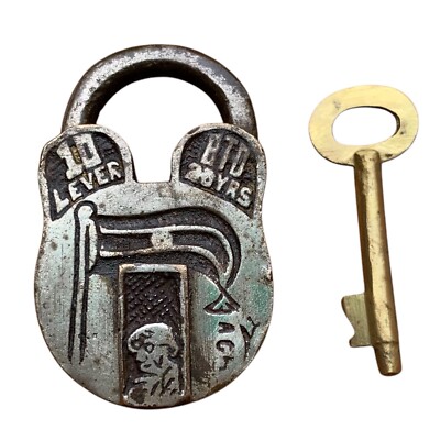 An old or antique brass padlock or lock with working key. | eBay