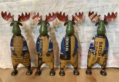 Rustic 13" Tall Repurposed Reclaimed Scrap Metal Moose Statue Home Farm ...