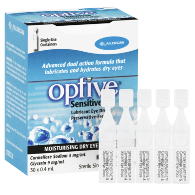 Optive Sensitive Eye Drops 30 x 0.4mL Vials Moisturising Solution Dual ...