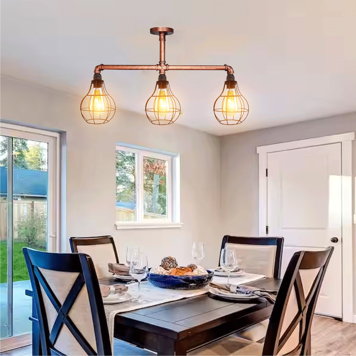 Steampunk 3 Way Ceiling Light | Shelly Lighting