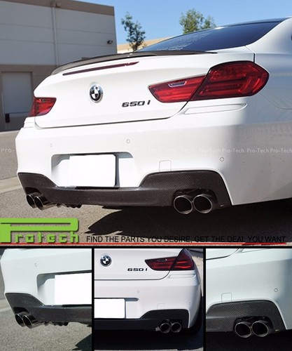 2012-2016 BMW F12 F13 650i M Sports Quad Tips CARBON FIBER REAR BUMPER ...