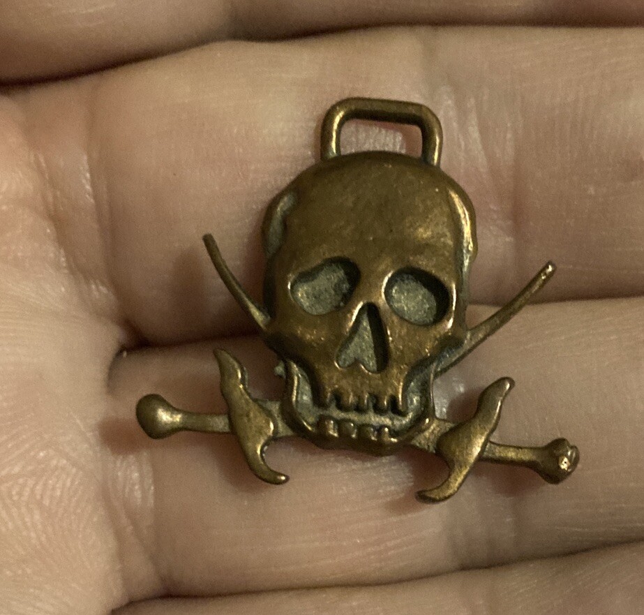Antique WWI Era Copper Skull Cross Swords Fob Pendant Memento Mori | eBay