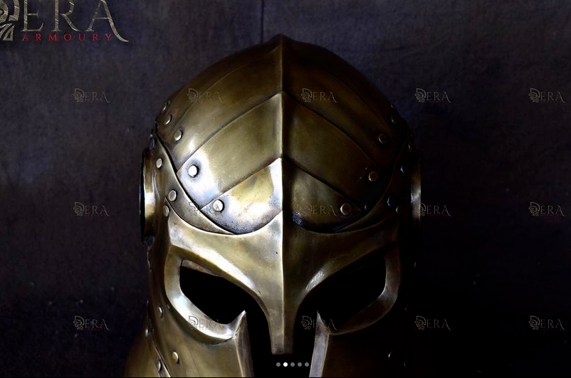 Medieval Steel Metal Dark Knight Helmet with an brass antique finish ...