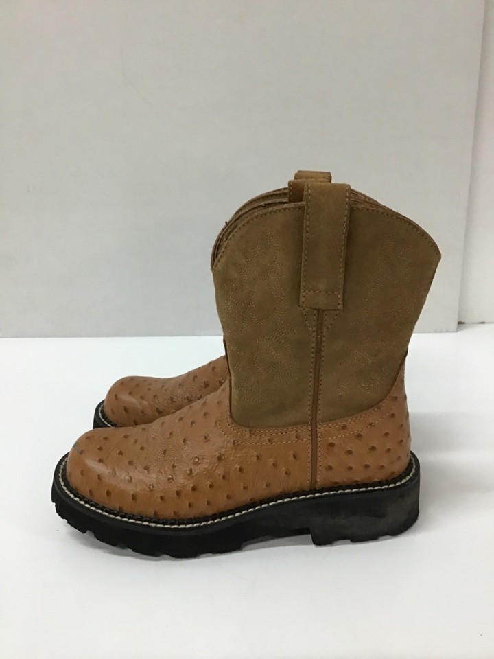 Vintage Ariat FatBaby Embossed 'Tan' Ostrich Cowboy Boots - Women's ...