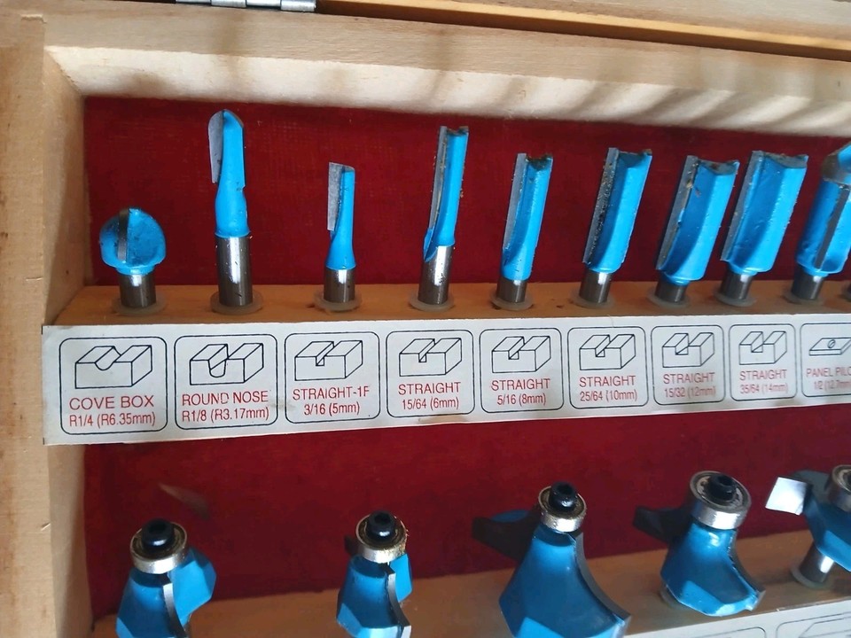 20 Piece Router Bits Set & Wood Case | eBay