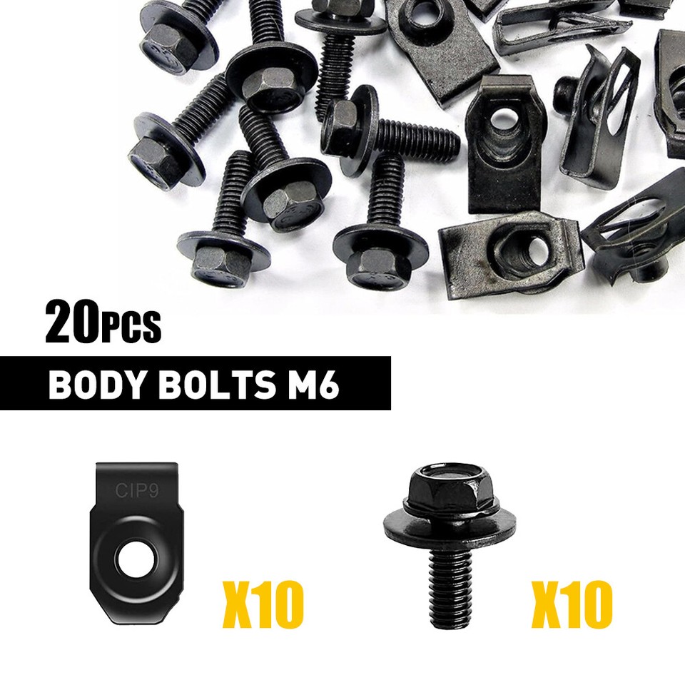 For GM Truck Body Bolts&U-nut Clips- M6-1.0 x 20mm- 10mm Hex- 20pcs ...