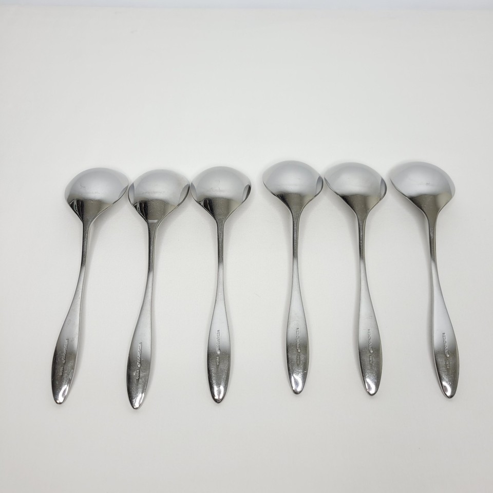 Set of 6 Wedgwood Metropolitan Stainless Steel 7 1/8" Round Soup Gumbo ...