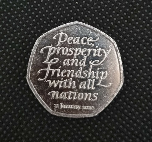 *RARE* 50p Pence Brexit Peace Prosperity and Friendship With All ...