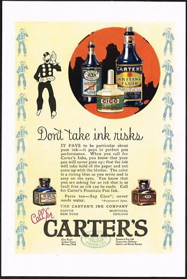 1920s Vintage Carters Ink Bottle Color Art Deco Print Ad | eBay
