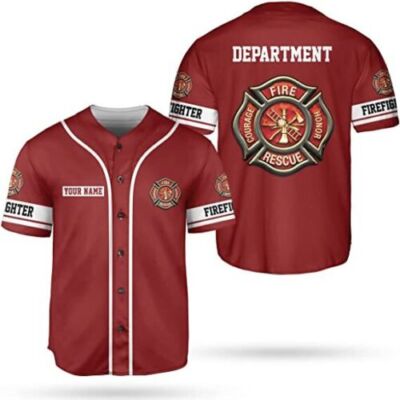 Personalized Firefighter Baseball Jersey, Thin Red Line Fire Man Gift ...