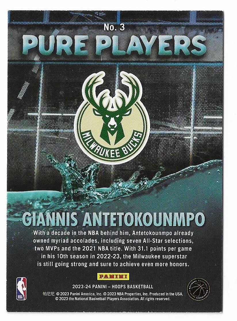 2023-24 Panini NBA Hoops - Pure Players Winter #3 Giannis Antetokounmpo ...
