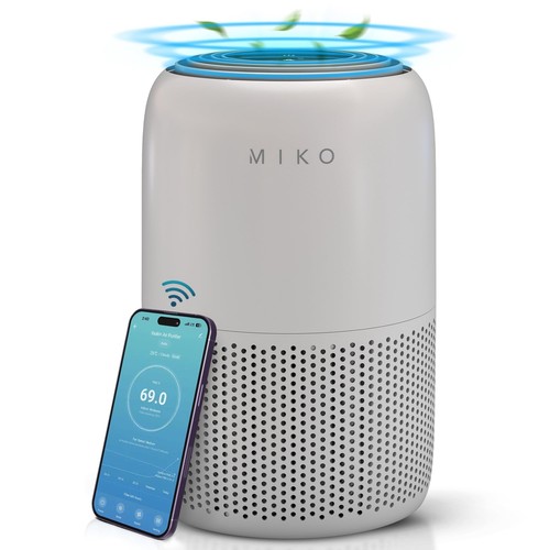 MIKO Air Purifier for Bedroom with 3-in-1 HEPA Filter & Sleep Mode ...