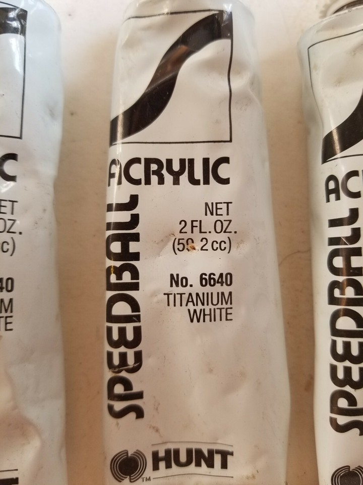 Hunt Speedball Acrylic 2.0 oz "Titanium White" Paint 3-Tubes, No. 6640 ...