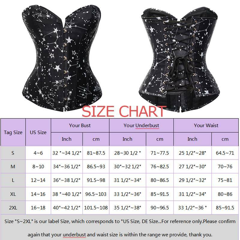 Women‘s Black Waist Training Corset Steampunk Gothic Basque Bustier ...