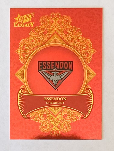 2023 AFL Select Legacy Essendon Checklist Legacy Plus Card #410/425 ...