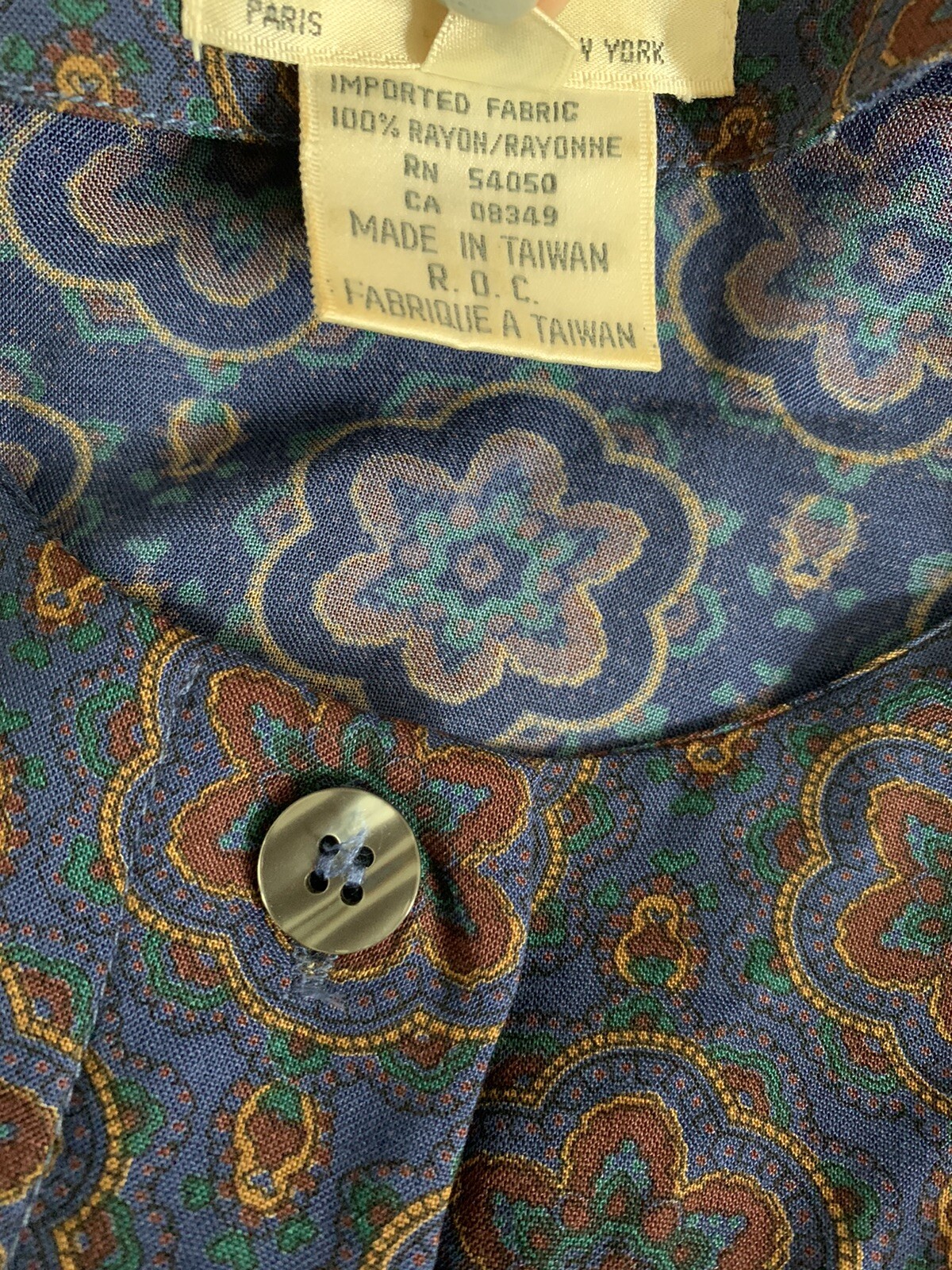 Women’s Vintage Christian Dior Blue Floral Print Butt… - Gem