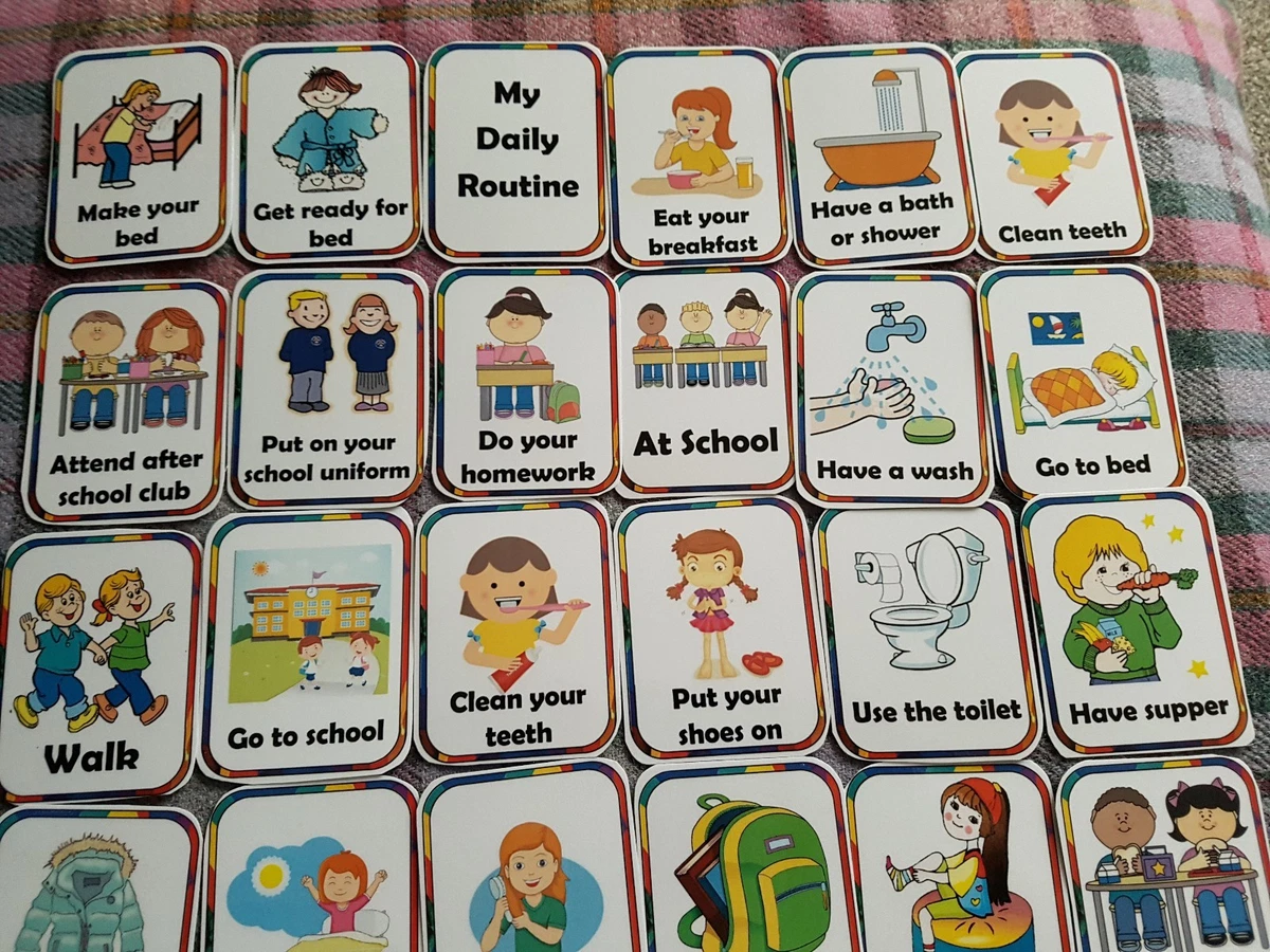 Daily Routine Flashcards For Kids