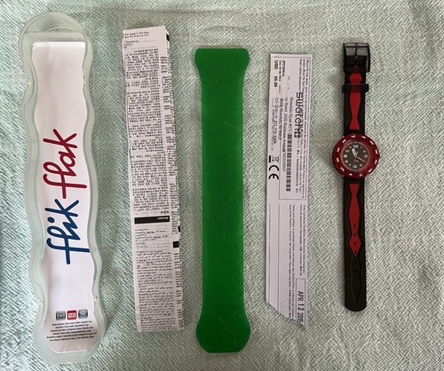 Swatch Flik Flak Watch Swiss Made Red And Black | eBay