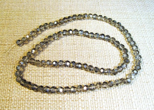 Beautiful 20" Extra Long Strand of 6mm Round Brown Silver Crystal Beads ...