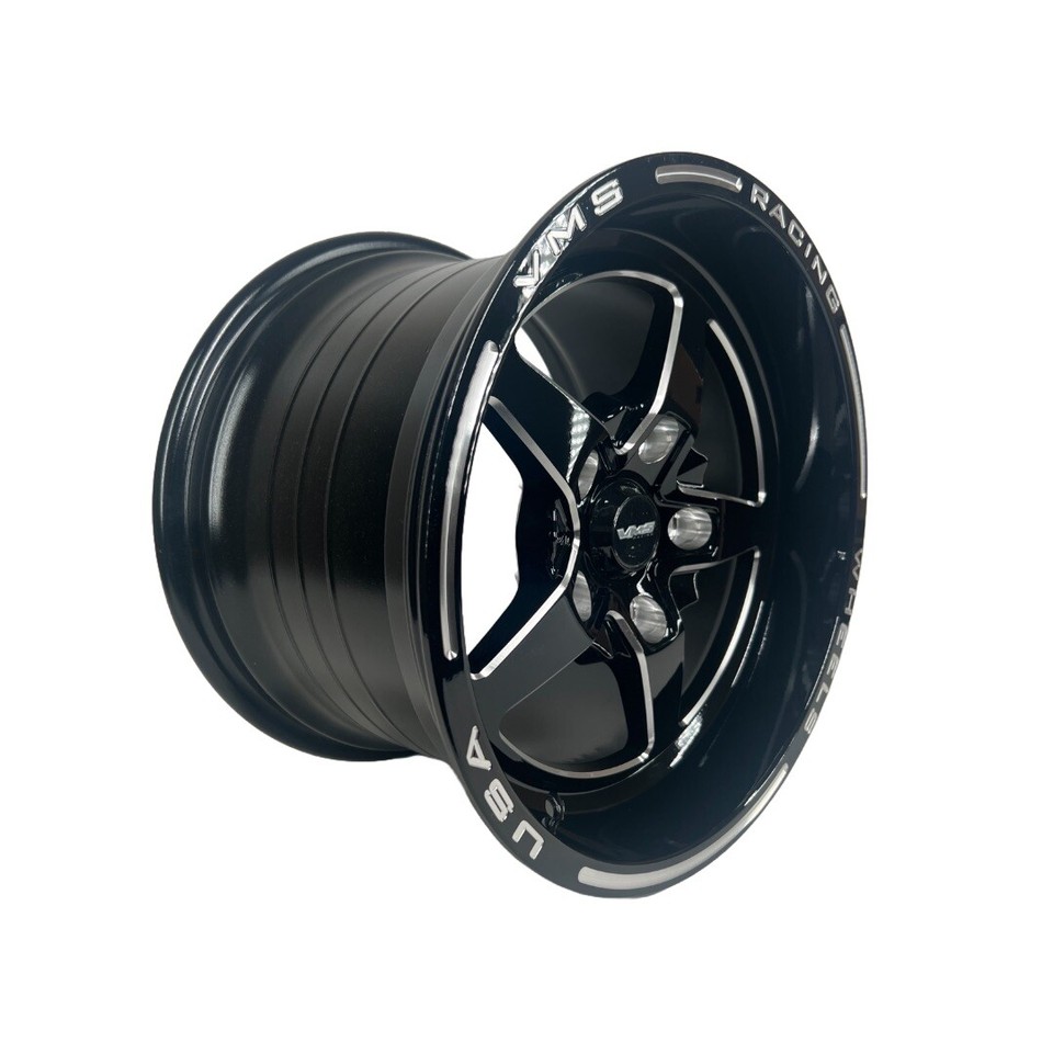 VWST060 VMS Black Drag 5 Spoke VStar Rim Wheel 15x10 5X120.65 +50 ET ...