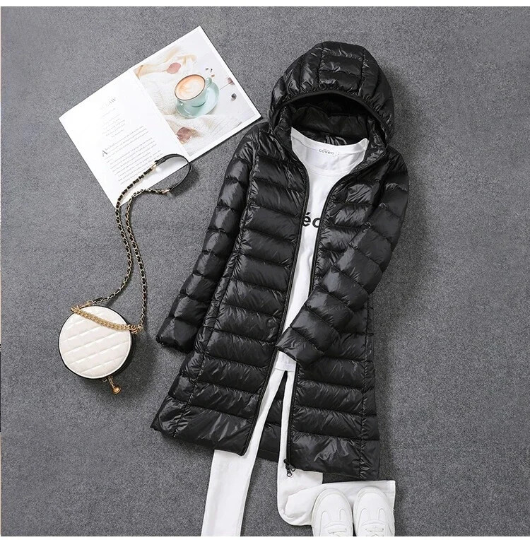 Jacket Long Jacket Female Hat Detachable Slim Fit Skirt Coat Portable ...