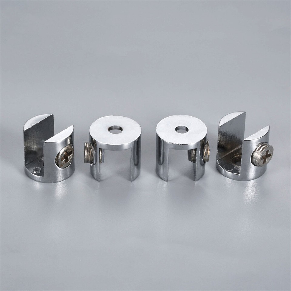 4-12pcs Glass Shelf Support Clamp Brackets Clip Polished Chrome Shelves ...