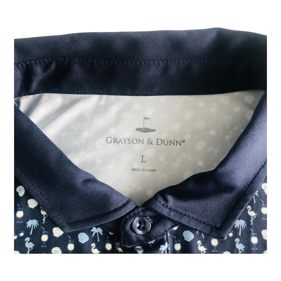 Grayson & Dunn Mens Golf Polo Shirt Large Tropical Print Short Sleeve | eBay