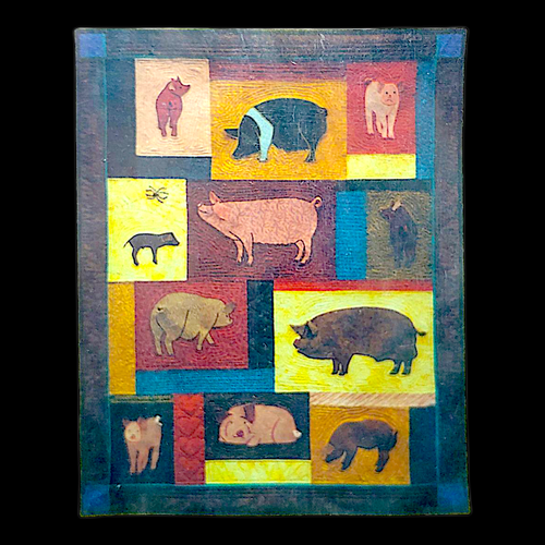 Pigs Machine Applique Quilt Kit, 30x40 vtg 1990s Farm Animals Deborah ...