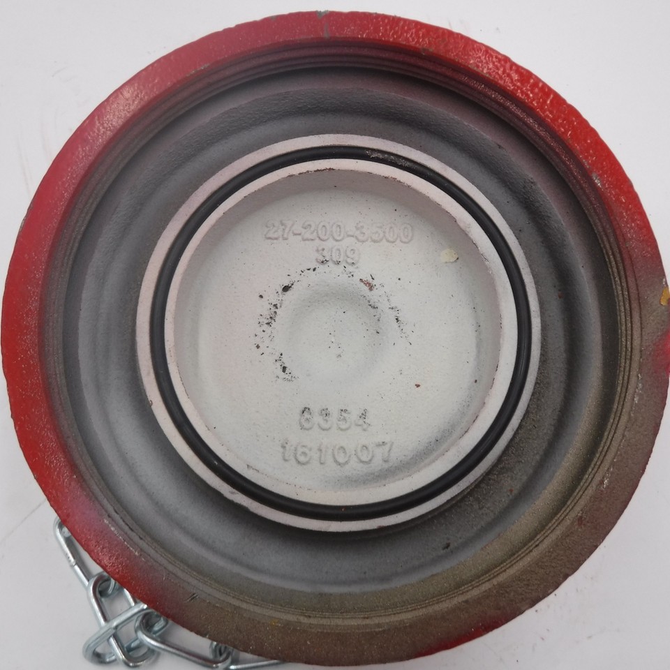 AVK Storz 5" Fire Hydrant Pumper Cap In Red 1-1/2" Pentagon Nut W/Chain ...