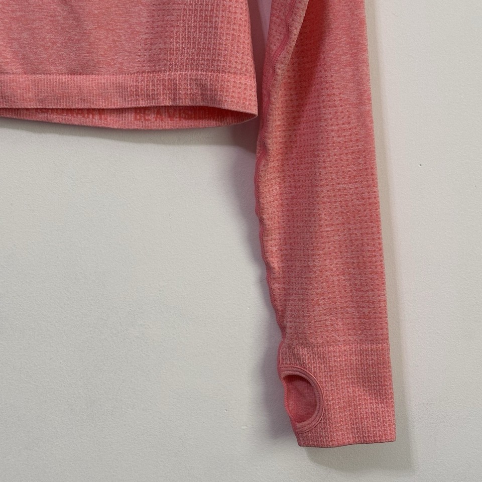 Gymshark Vital Seamless 2.0 Long Sleeve Crop Top Large Pink Yoga ...