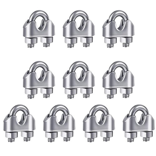 10PCS 1/4 Inches M6 Stainless Steel Wire Rope Cable Clip Clamp | eBay