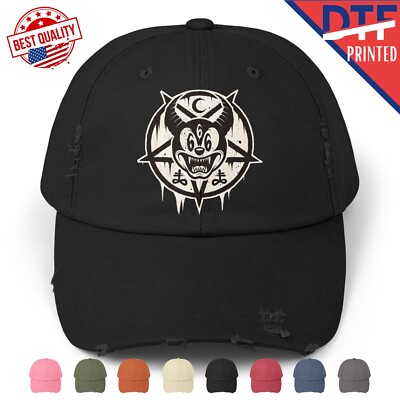 Darkside Mouse Satan Gothic Hat Satanic Classic Distressed Cap DTF ...