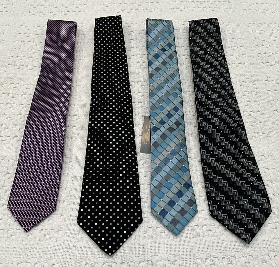 Lot Of 4 Men’s Classic Ties Hilfiger Chaps Silk Feiss New Madison ...