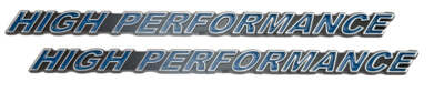 Chrome & Blue High Performance Engine Logo Emblems Badges - 7" Long ...