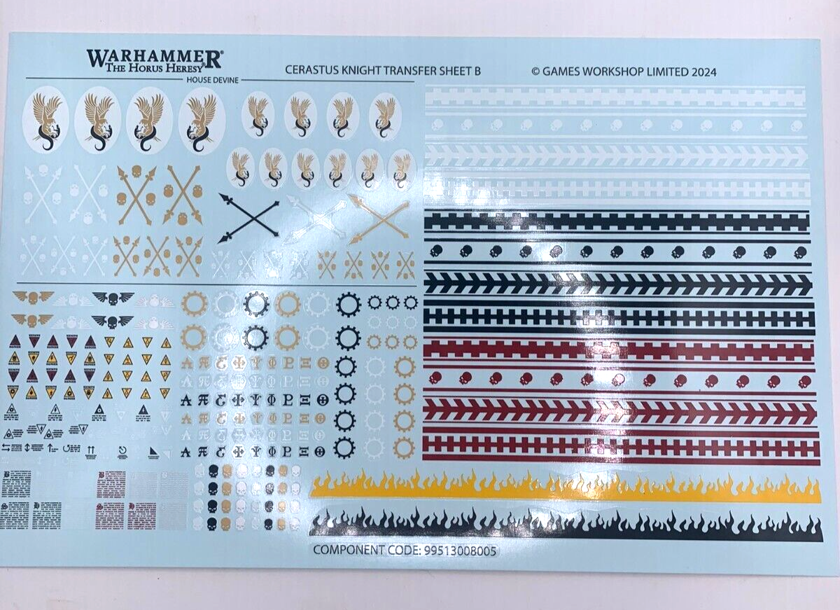 THE HORUS HERESY CERASTUS KNIGHT ACHERON TRANSFER SHEET B WARHAMMER GW ...