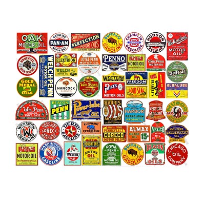 MOTOR OIL LABELS, 48 Automobile & Gasoline Stickers, 4 SHEETS ...