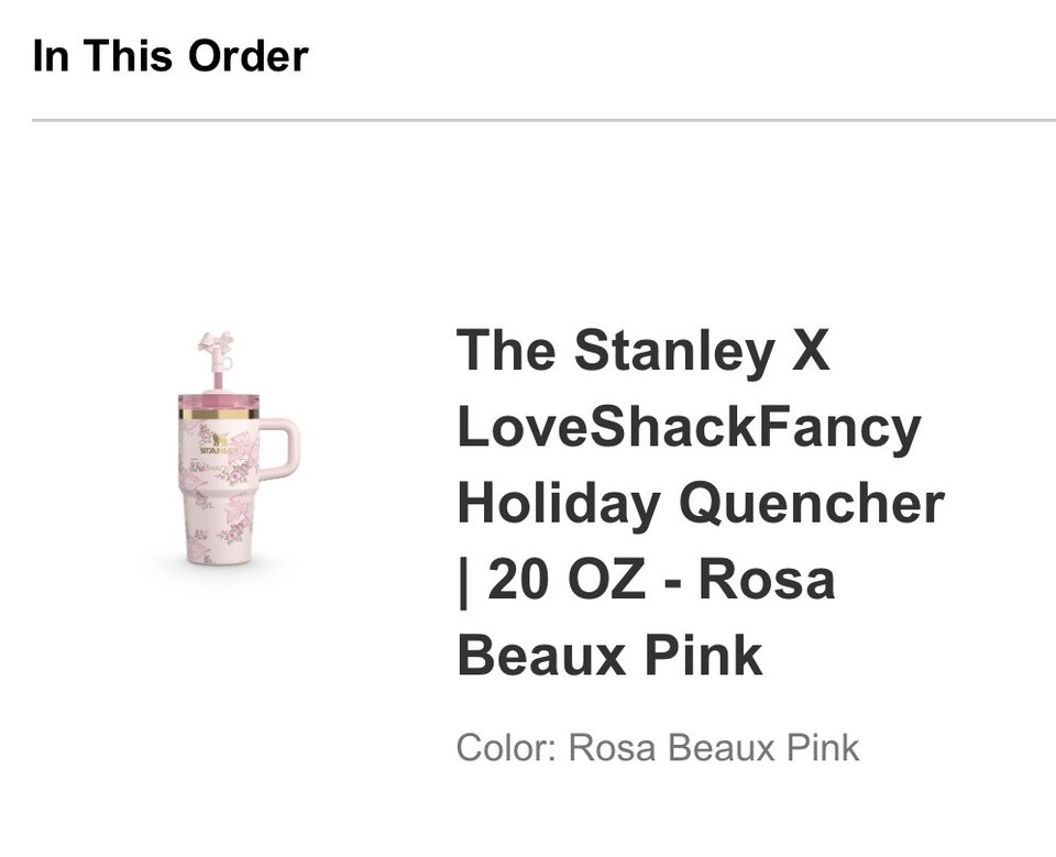 STANLEY x Love Shack Fancy Tumbler 20oz Rosa Beaux Pink- PRESALE ...
