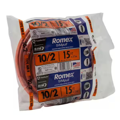 Southwire 15 ft. 10/2 Orange Solid Romex SIMpull NM-B W/G Wire | eBay