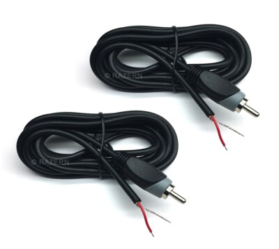 NEW 2-Pack 6 ft RCA Male Plug to Bare Wire Audio Speaker Subwoofer ...
